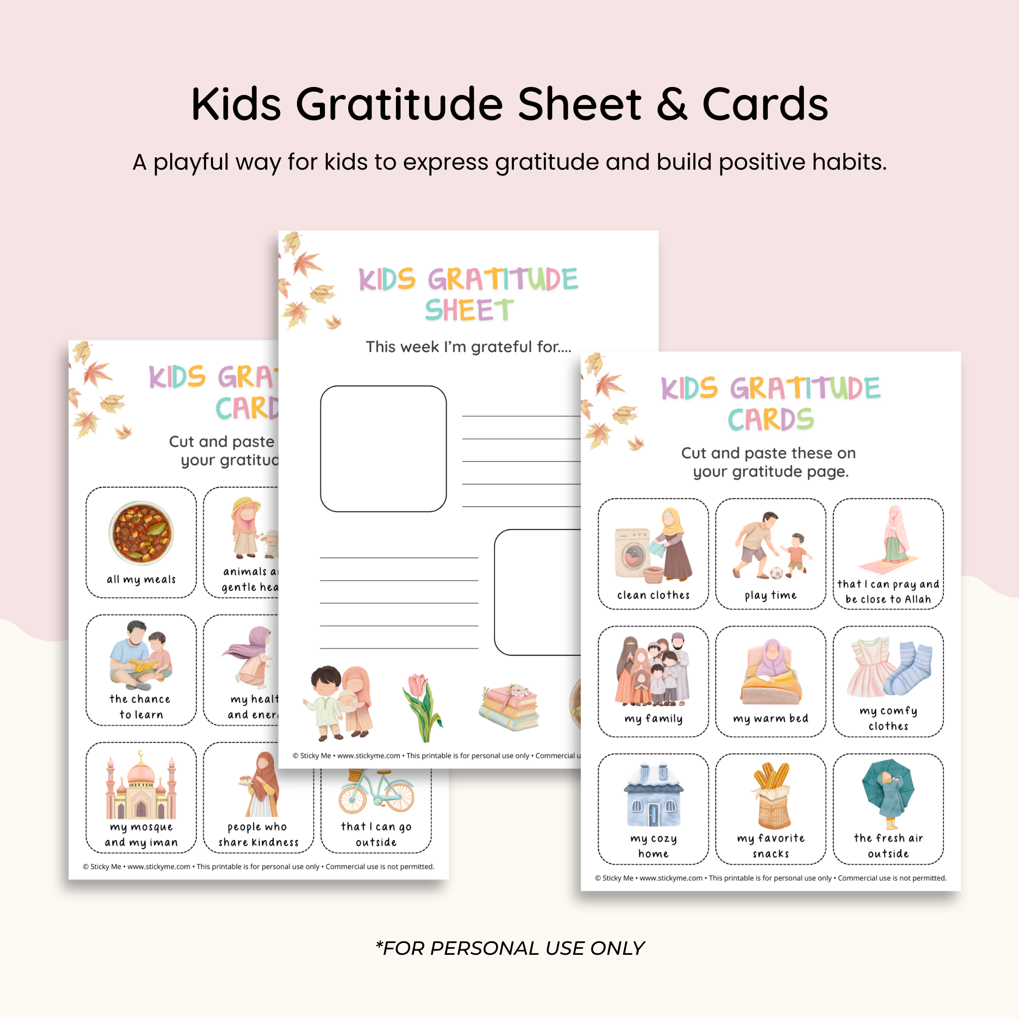 Kids Gratitude Sheet & Cards – Sticky Me